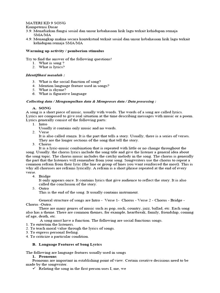 Materi Song Kirim | PDF | Song Structure | Refrain