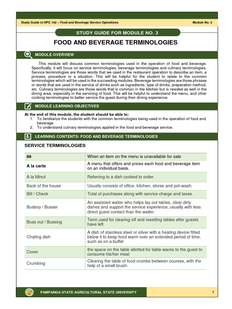 Hpc 102 Module 3 Pdf Waiting Staff Restaurants