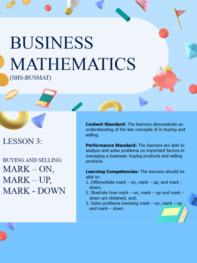 Business Math: Mark-Up & Mark-Down | PDF | Prices | Profit (Economics)