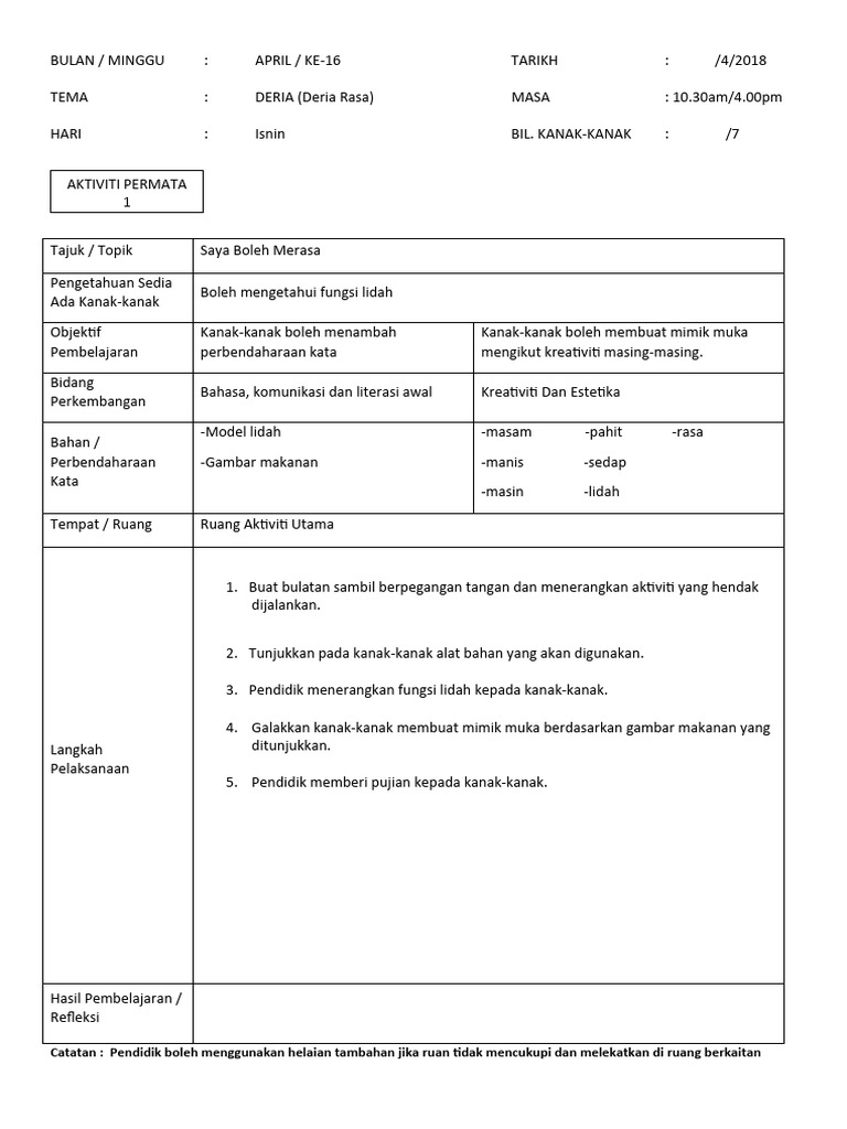 Deria Rasa 4 TAHUN | PDF