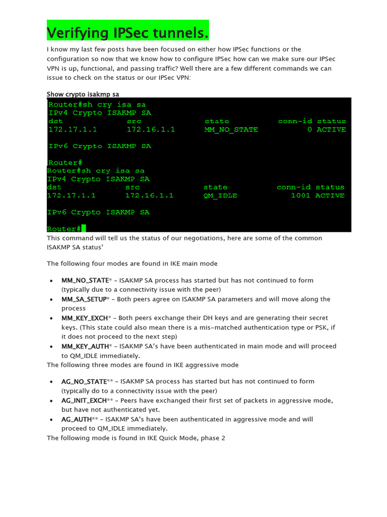 Verifying Ipsec Tunnels | PDF | Cryptography | Cyberspace
