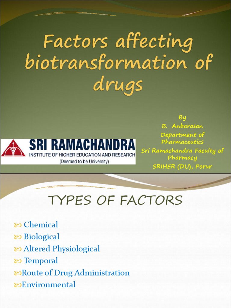 Factors Affecting Biotransformation of Drugs | PDF | Enzyme | Enzyme Inhibitor