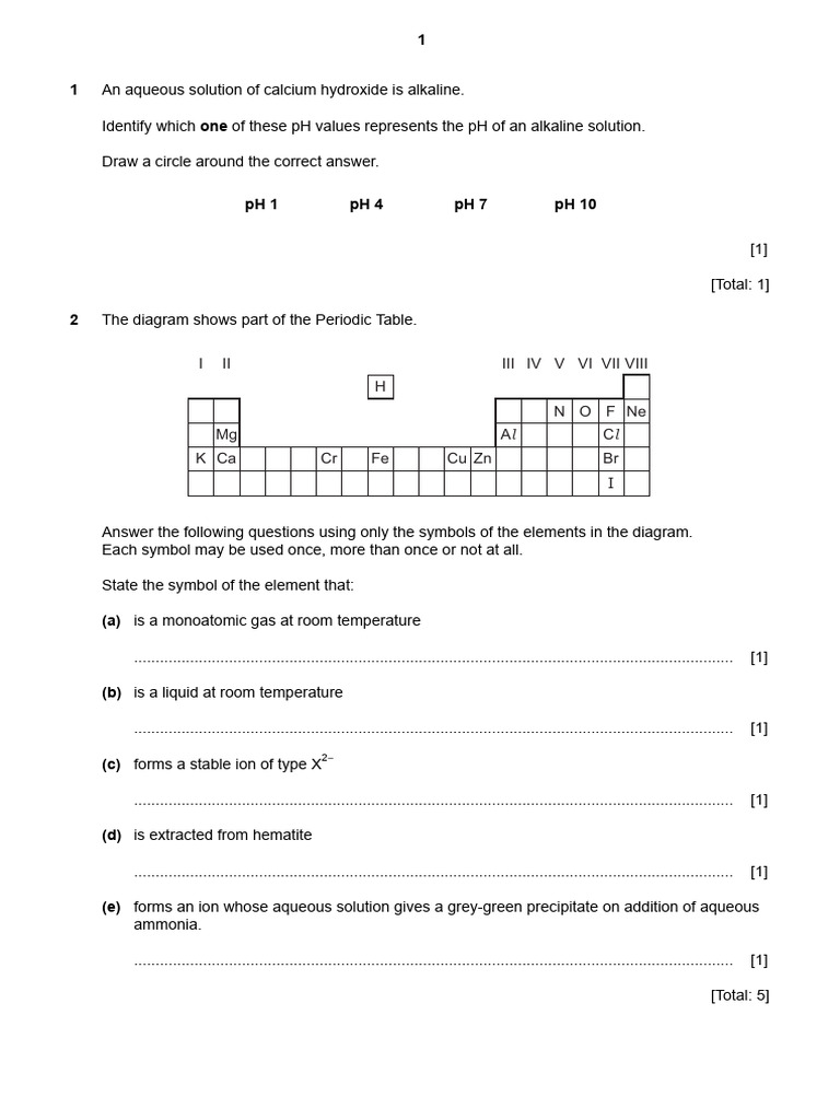 Acids, Bases - Salts QP | PDF