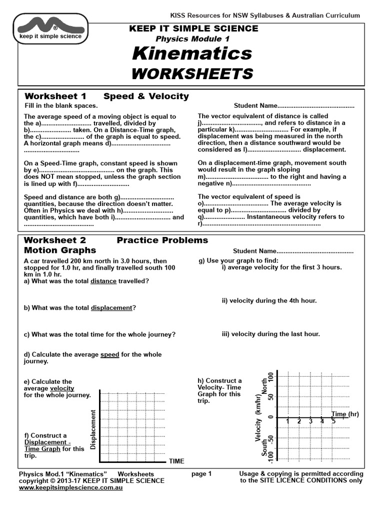 PHYS Module 1 Worksheets | PDF | Speed | Acceleration