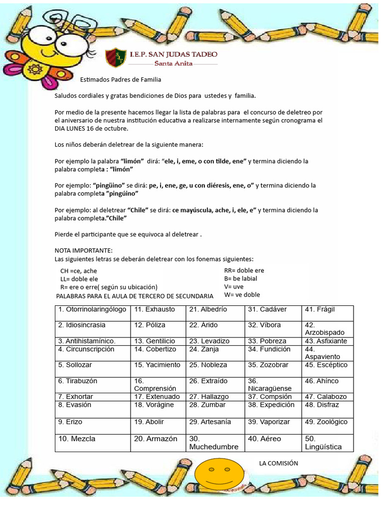 Concurso de Deletreo Escolar | PDF