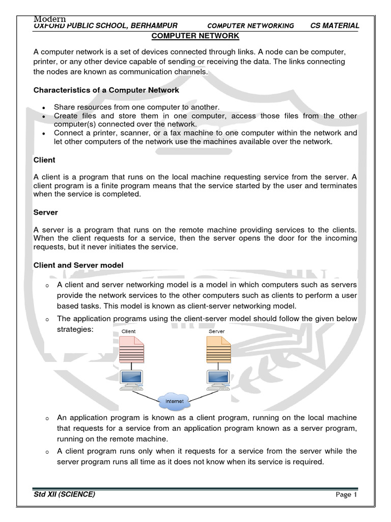 NETWORKS (Material) | PDF | Network Topology | Client–Server Model