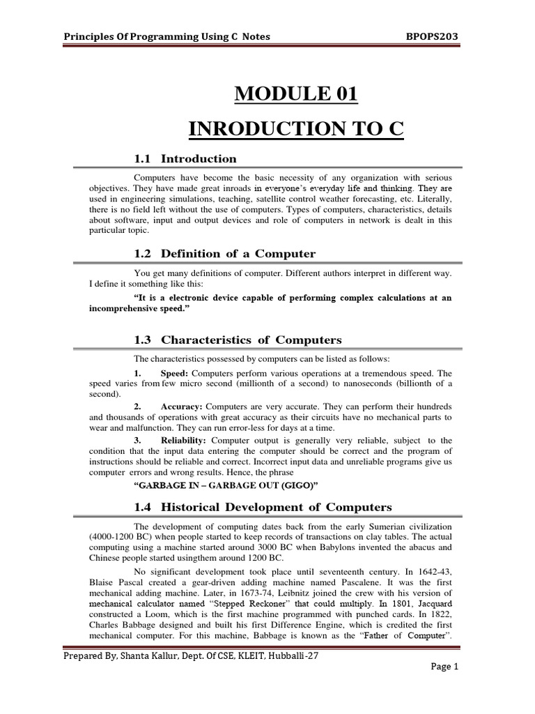 Popc Module 01 Notes With Question Bank | PDF