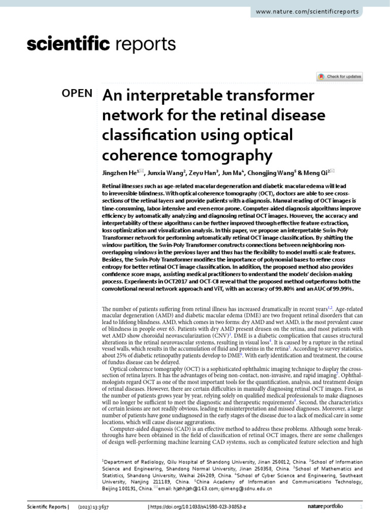 Retinal Disease Classification Using Tomograohy | PDF | Deep Learning ...