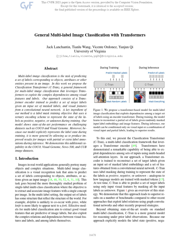 General Multi-Label Image Classification With Transformers | PDF | Statistical Inference ...