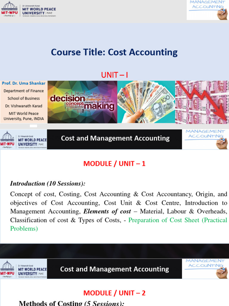 Cost Accounting - UNIT 1 - Mid | PDF | Cost Accounting | Cost