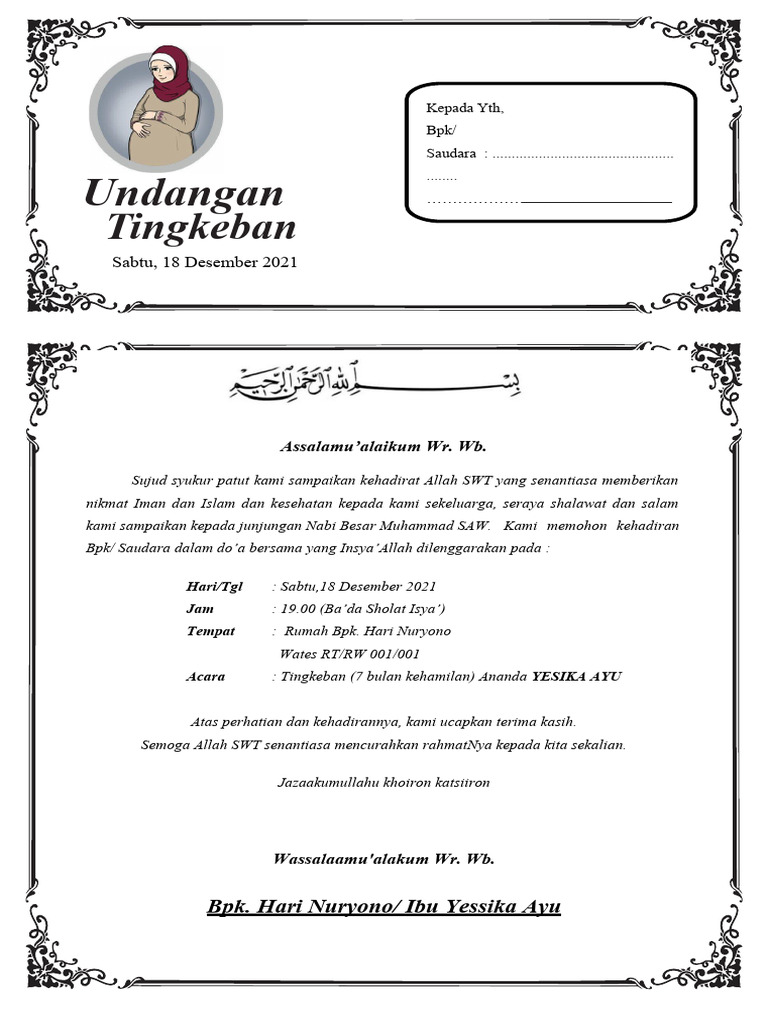 Undangan Tingkeban Bapak Bapak | PDF