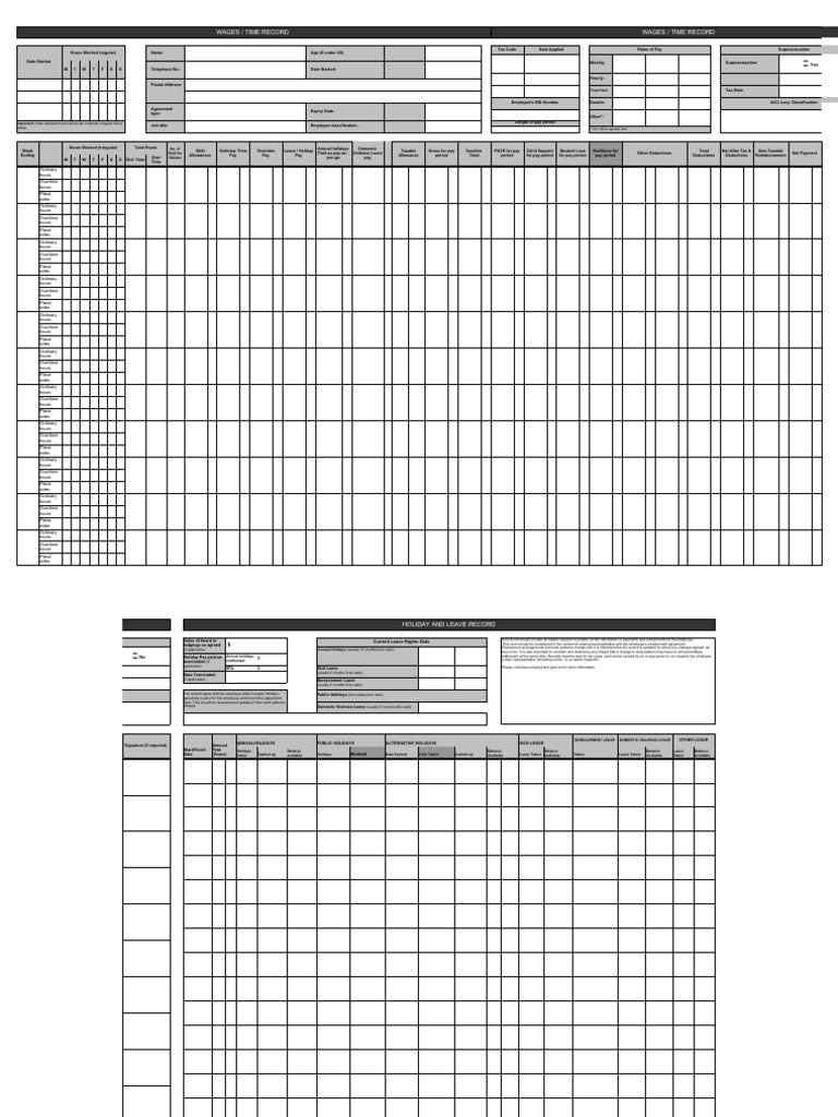 Holiday and Wage Record Spreadsheet | Download Free PDF | Overtime | Labor