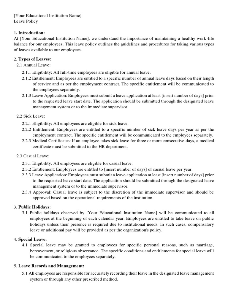 Leave Policy | PDF