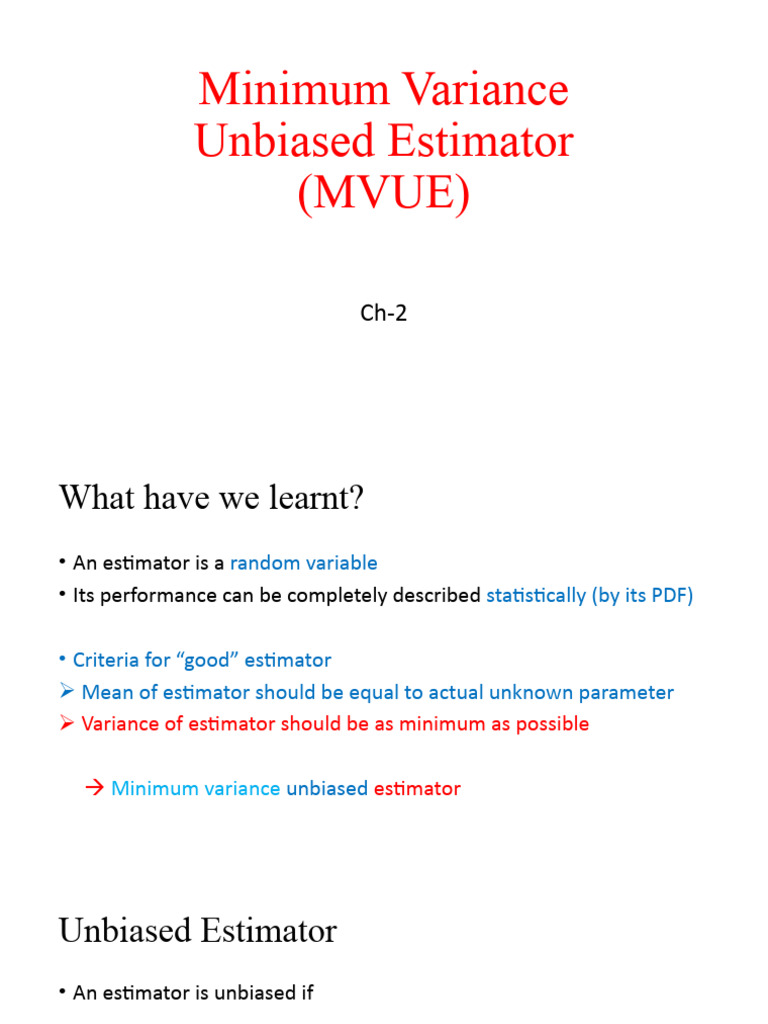 Lecture 2 - Minimum Variance Unbiased Estimator - Annotated | PDF ...