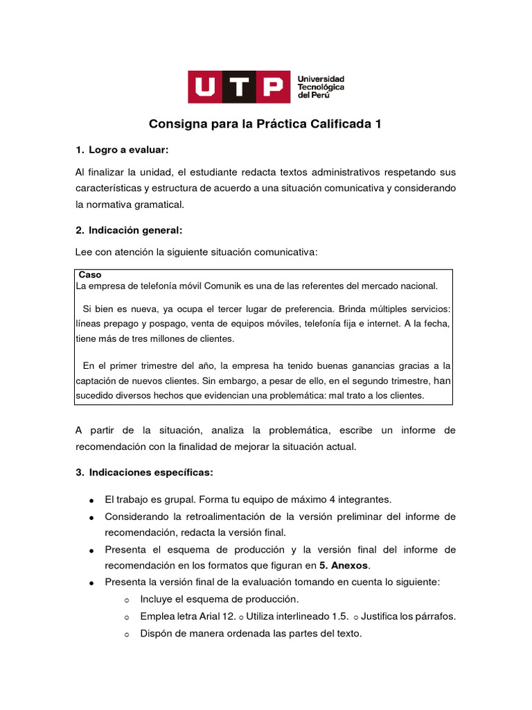 Consigna para la Práctica Calificada 1 | PDF | Business | Internet