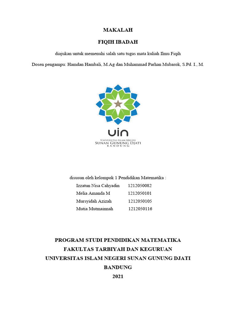 Makalah Ilmu Fiqih - Fiqih Ibadah - Kelompok 1 C | PDF Makalah Ilmu Fiqih - Fiqih Ibadah - Kelompok 1 C | PDF