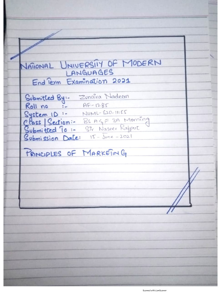 Zunaira Nadeem Final Term Paper Af 1285 NUML-S20-11155 BSAF 3A Morning ...