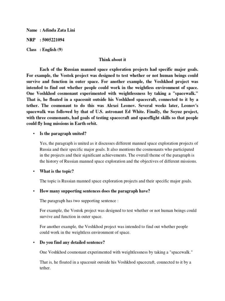 Adinda Zata Lini - Write Paragraph | PDF