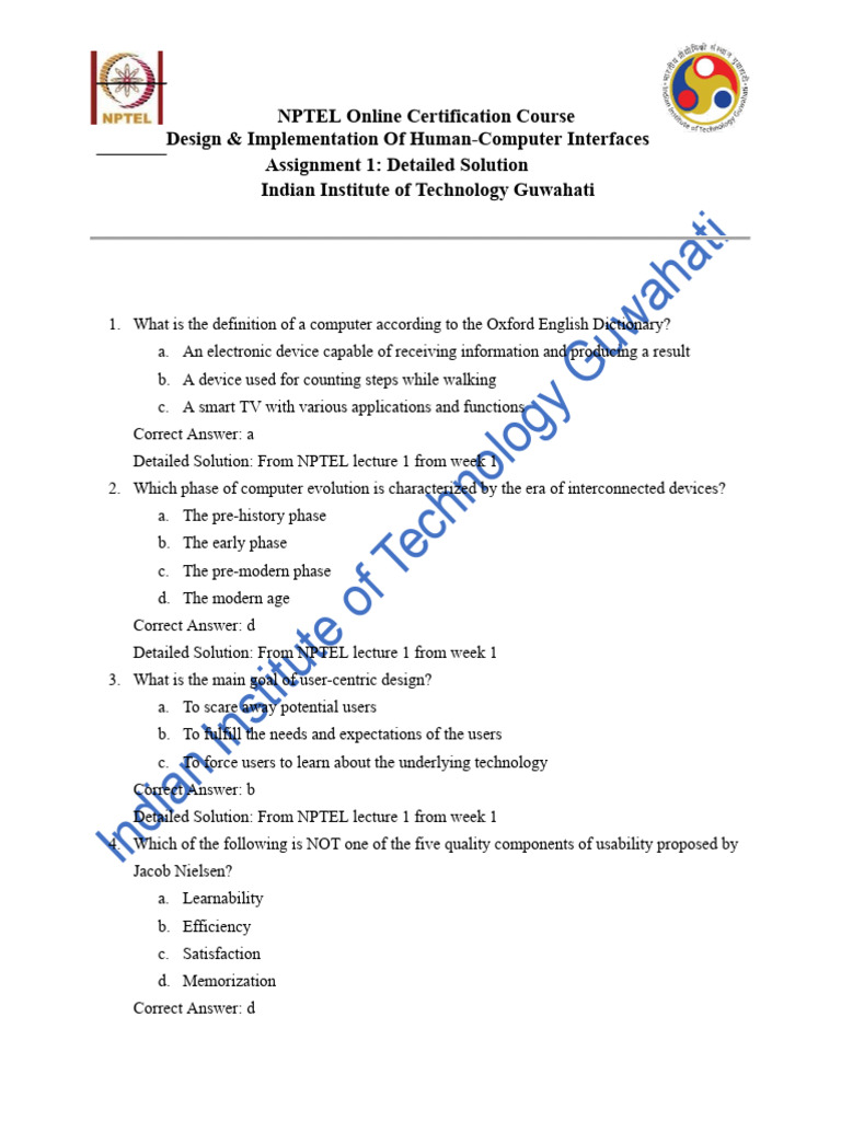 NPTEL HCI Assignment Solutions | PDF | Computers