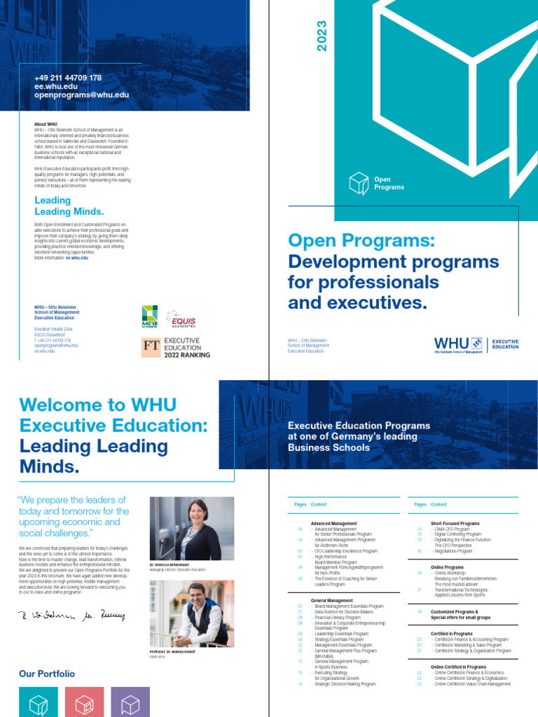 WHU - Open Programs Brochure - 2023 | PDF | Strategic Management | Entrepreneurship