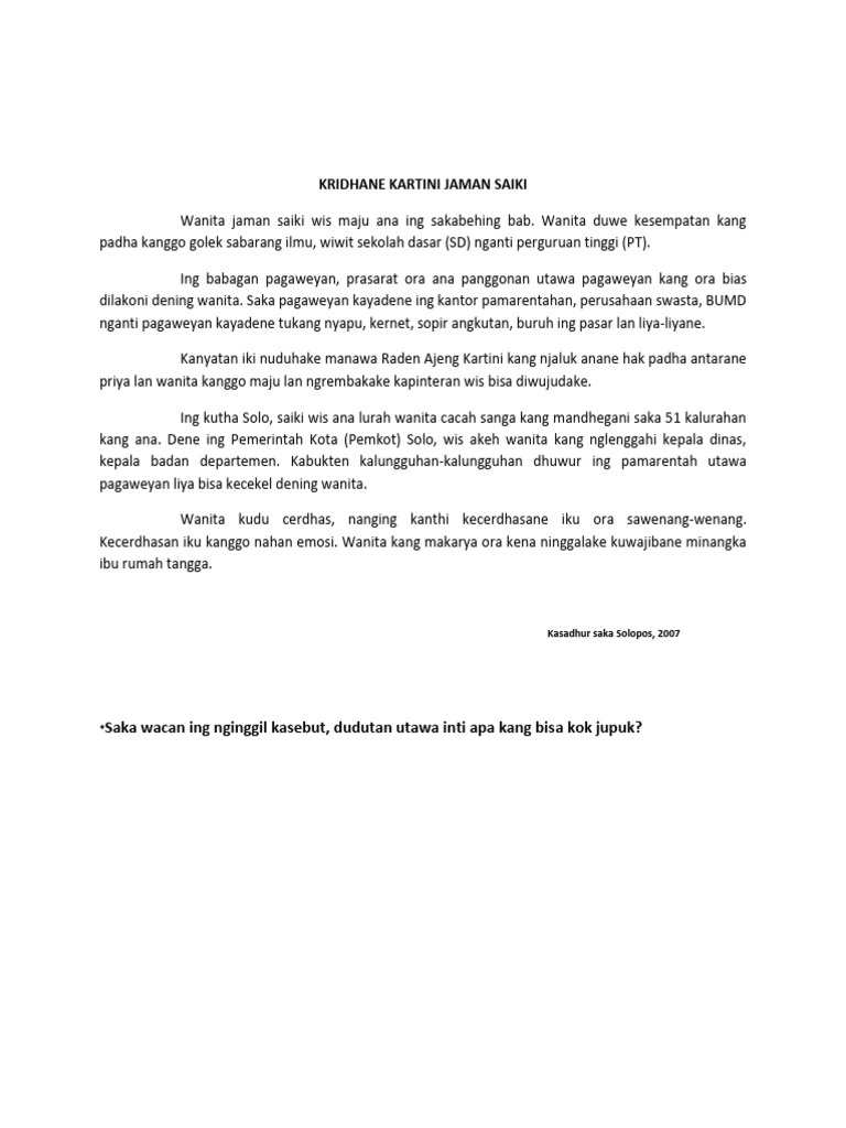 Kridhane Kartini Jaman Saiki | PDF