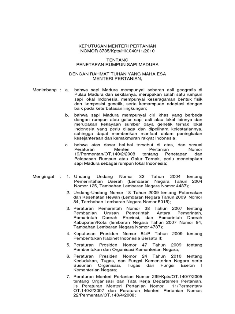Penetapan Sapi Madura sebagai Rumpun Lokal | PDF