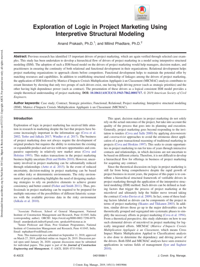 Exploration of Logic in Project Marketing UsingInterpretive Structural ...