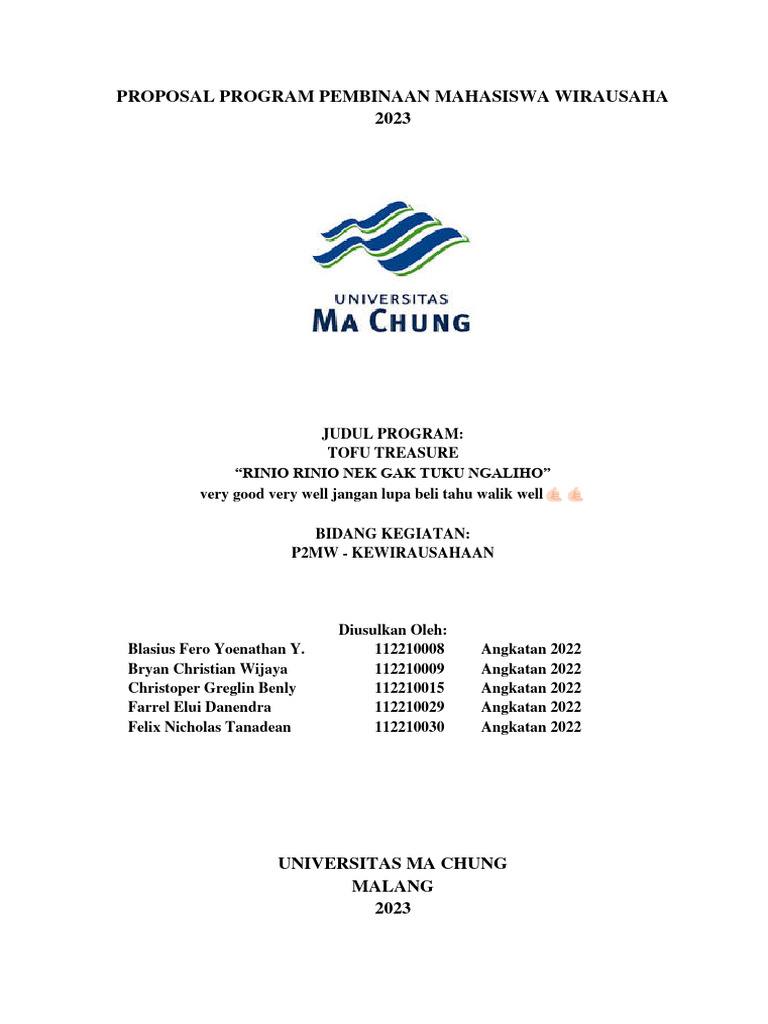 Kelompok 6 - Proposal Lomba KWU P2MW 2023 FINAL | PDF