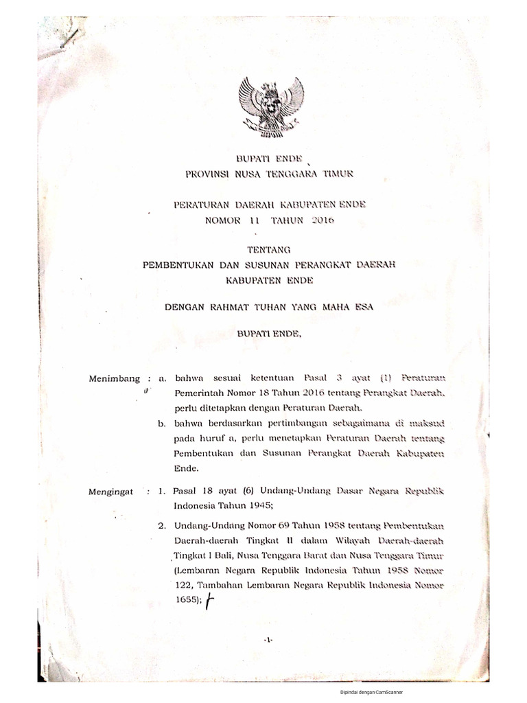 Perda Ende Nomor 11 Tahun 2016 | PDF