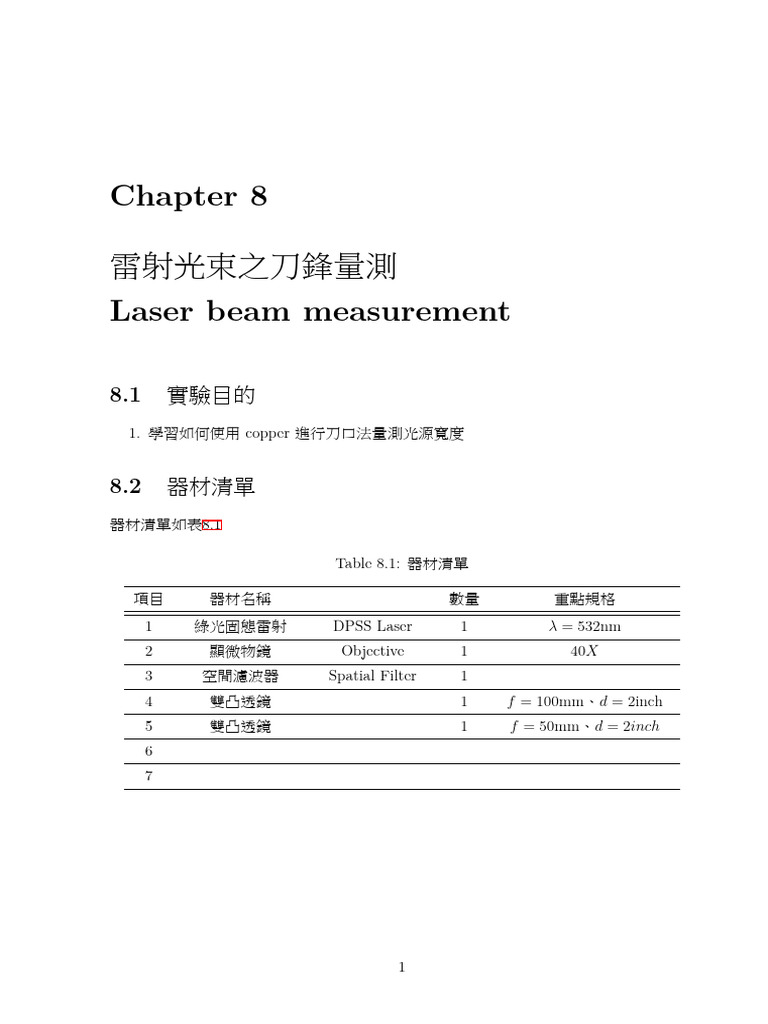 E Laser Beam Measurement | PDF