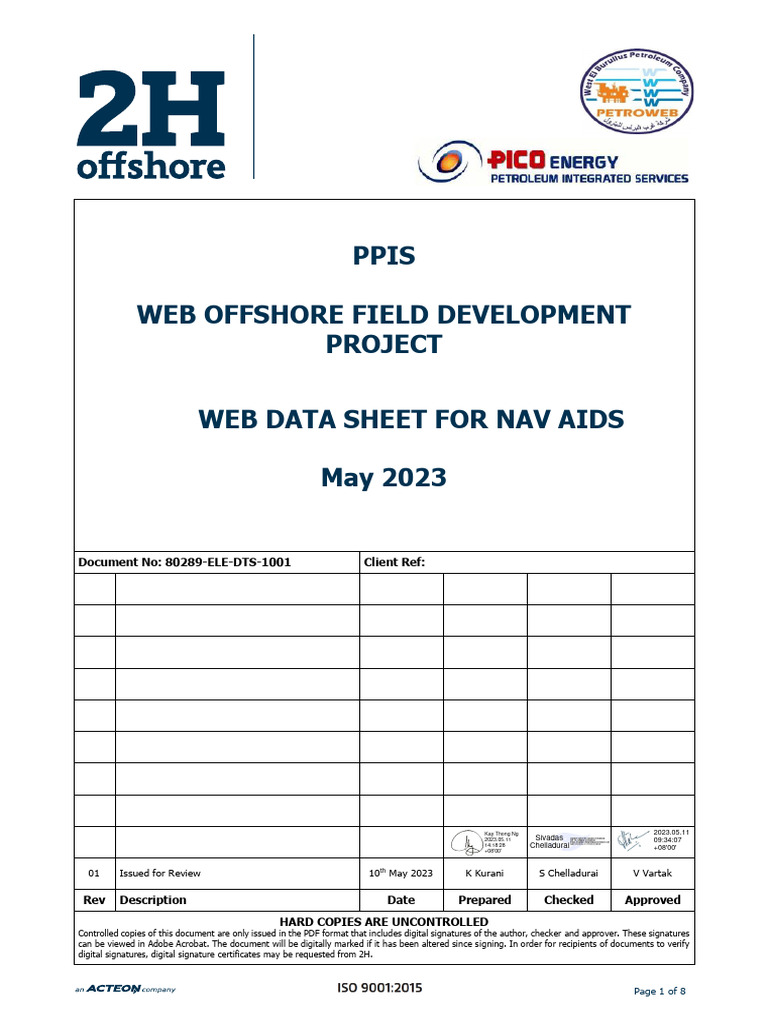 NAV Data Sheet for Offshore Project | PDF | Length | Battery Charger