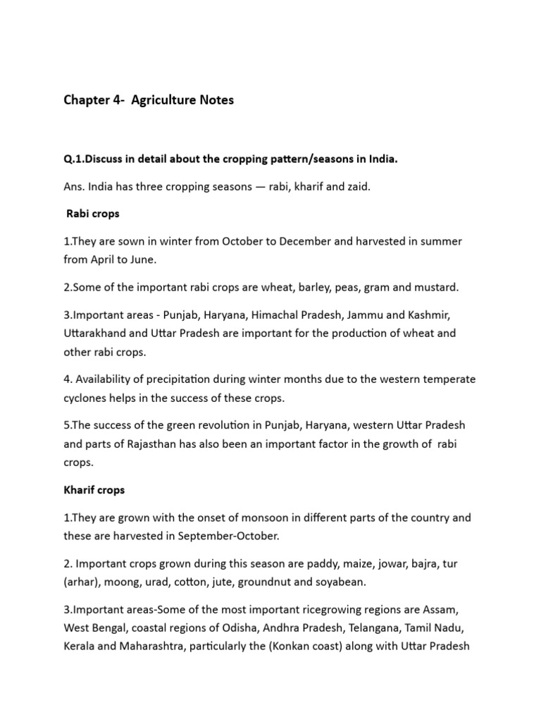 Agriculture Notes Class 10 | Download Free PDF | Agriculture ...