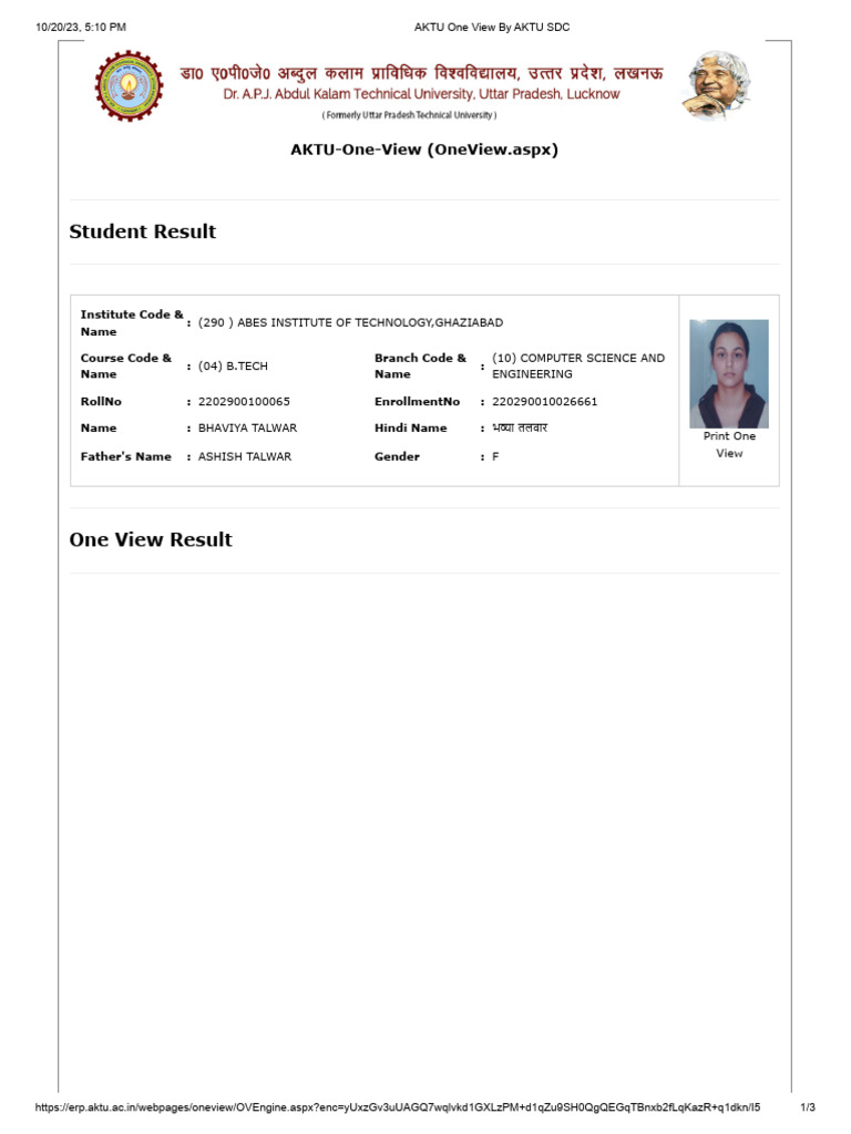 AKTU One View by AKTU SDC | PDF