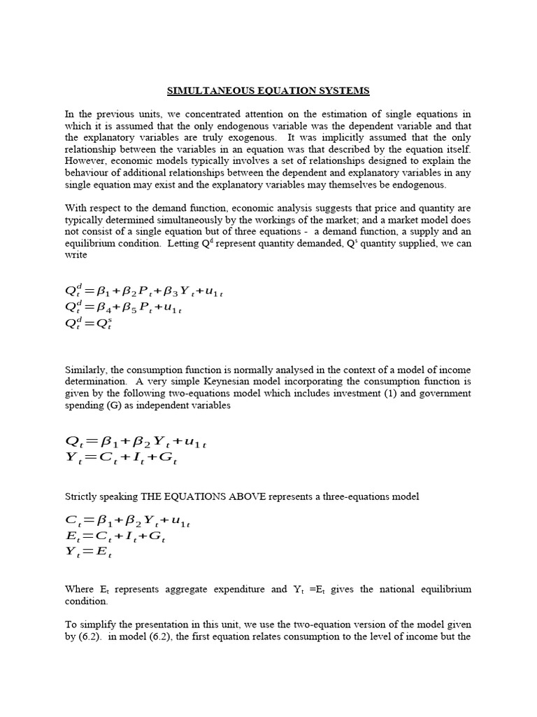 Simultaneous Equation Systems Groups 5 and 6 Presentation | PDF ...