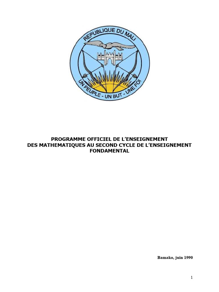 Programme de Mathématiques au Mali | PDF