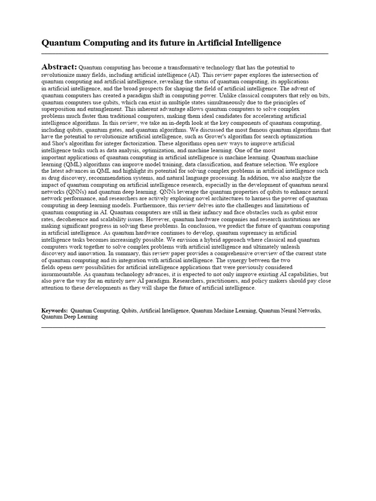 Quantum Computing | PDF | Quantum Computing | Artificial Intelligence Quantum Computing | PDF | Quantum Computing | Artificial Intelligence