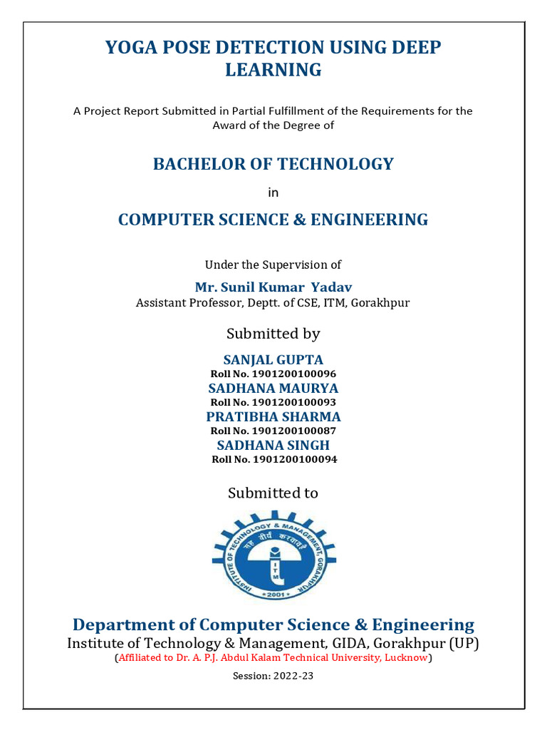 Yoga Pose Detection Using Deep Learning: Bachelor of Technology Computer Science & Engineering | PDF