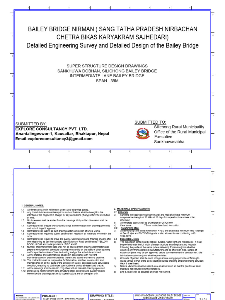 Bailey Bridge Design Dwgs 39m Supstr+Substr | PDF | Screw | Engineering