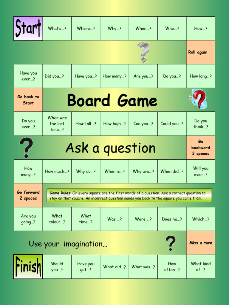 Speaking Board Game Ask A Question | PDF