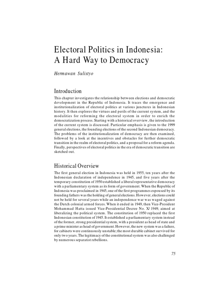 Electoral Politics In Indonesia Hard Way To Democracy Pdf