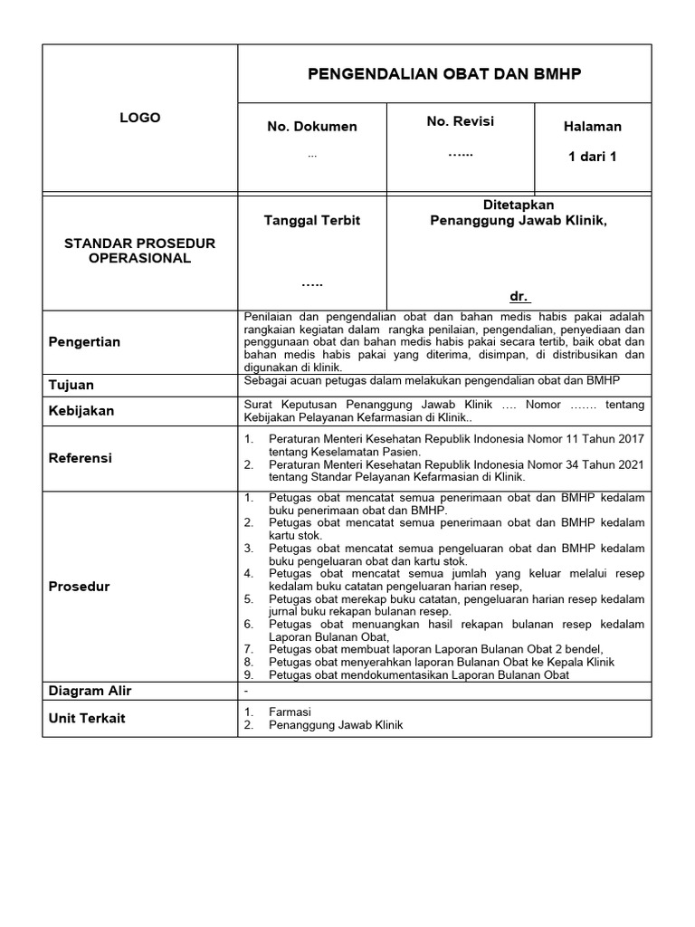 Spo Pengendalian Obat Dan BMHP | PDF