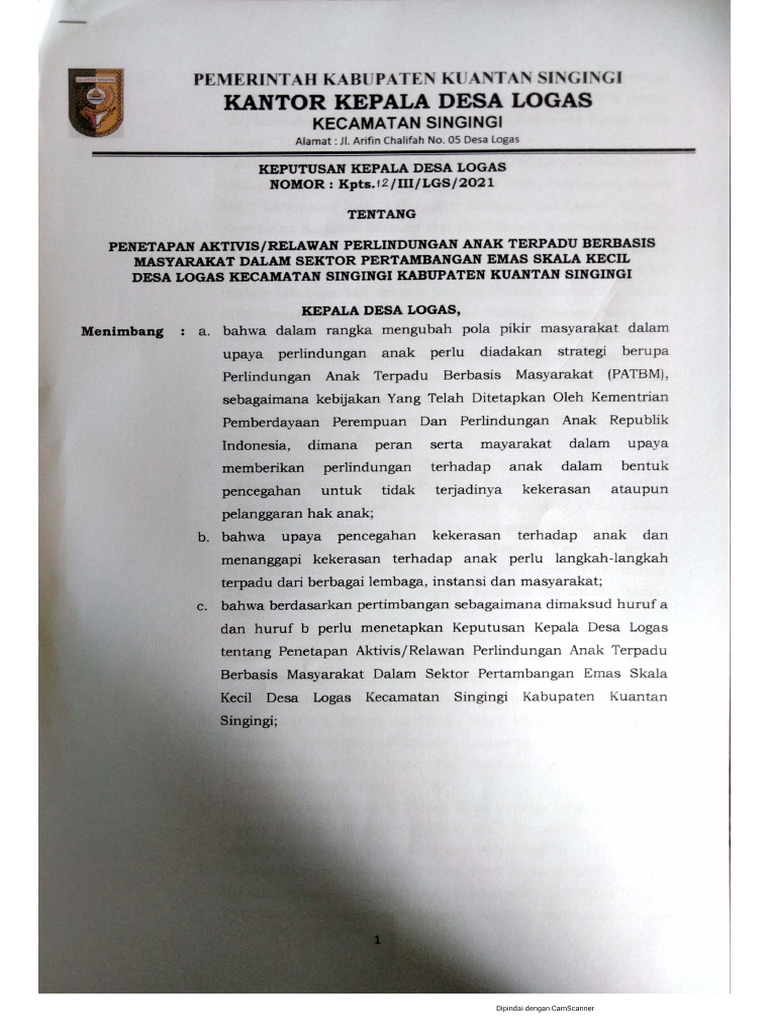 Contoh SK Patbm Desa 2 | PDF