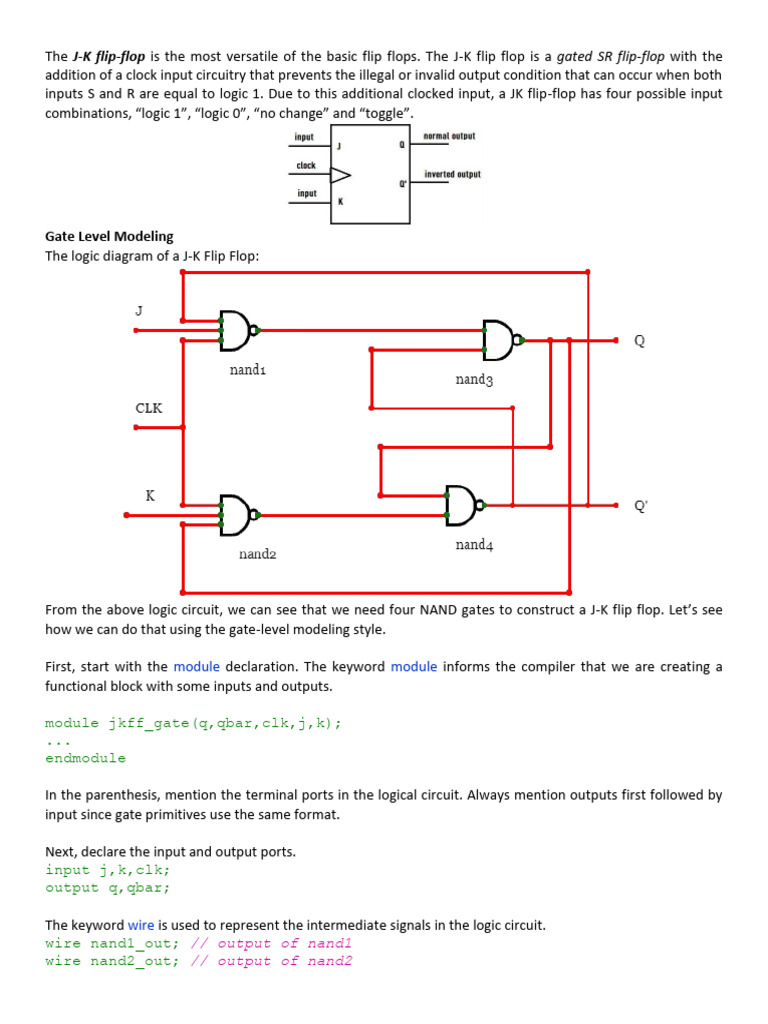 Verilog-Based JK FlipFlop Design | PDF