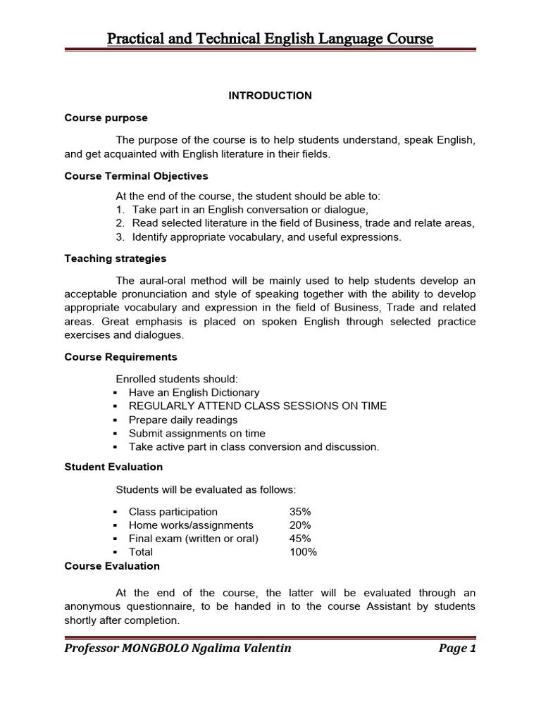 Cours D'anglais de G1 Tous FLSH | Download Free PDF | Verb | Pronoun