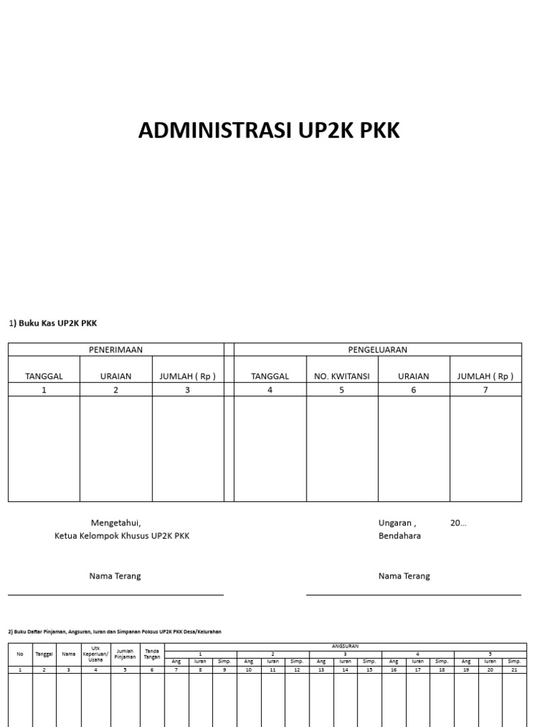Administrasi Up2k PKK | PDF