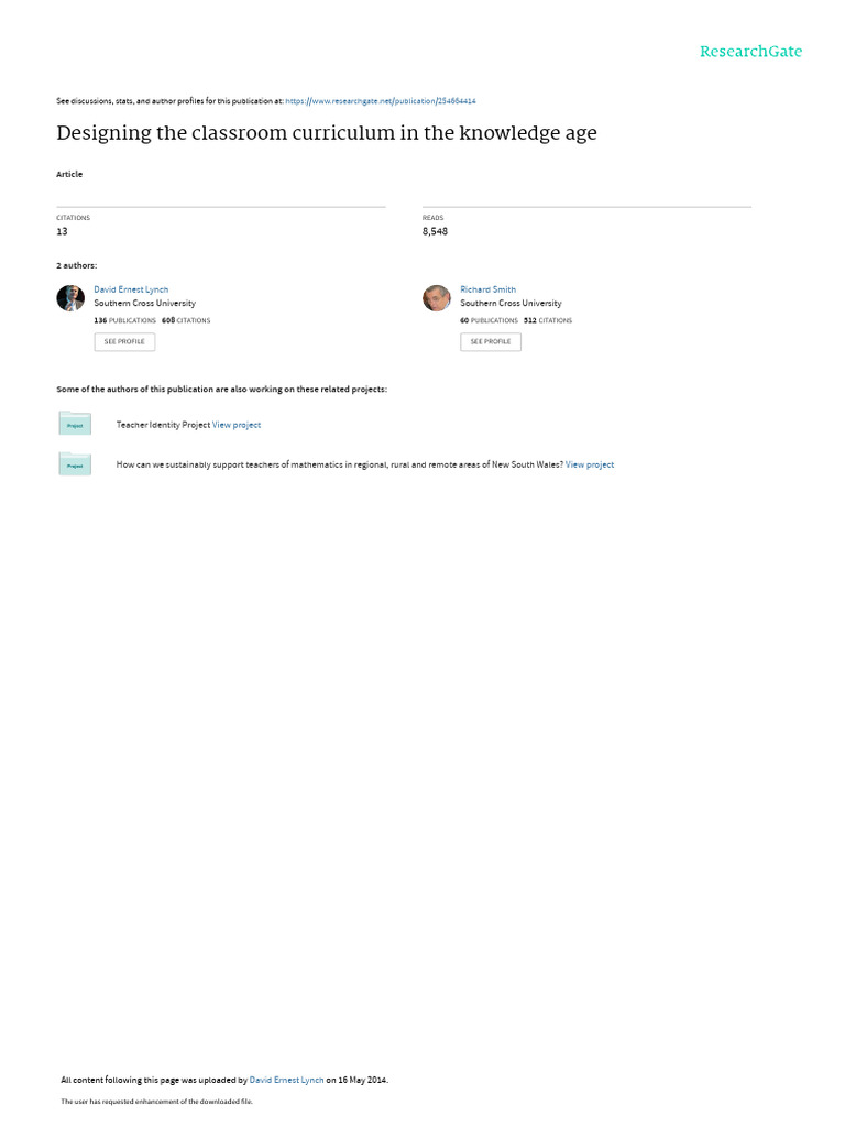 Designing The Classroom Curriculum in The Knowledge Age | PDF