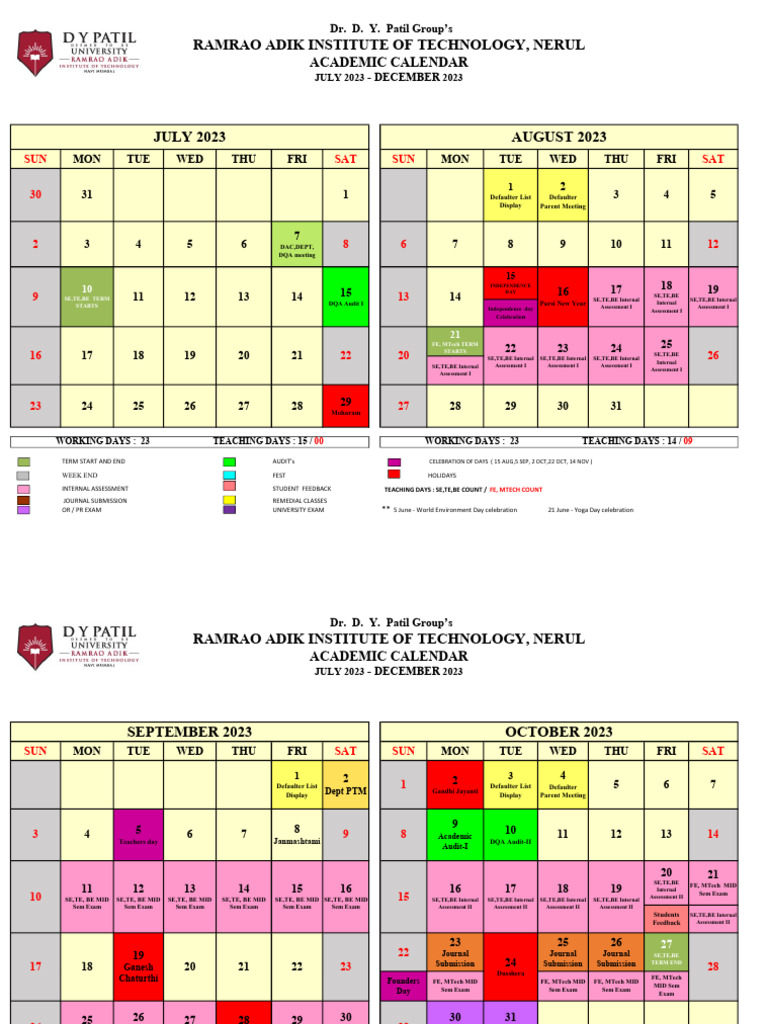 Academic Calendar 2023-24 | PDF