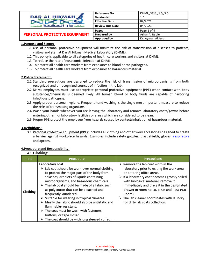 Personal Protective Equipment | PDF | Personal Protective Equipment ...