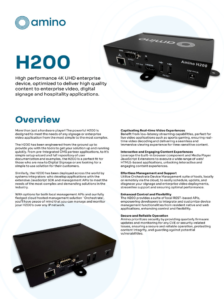 Amino H200 Datasheet | PDF