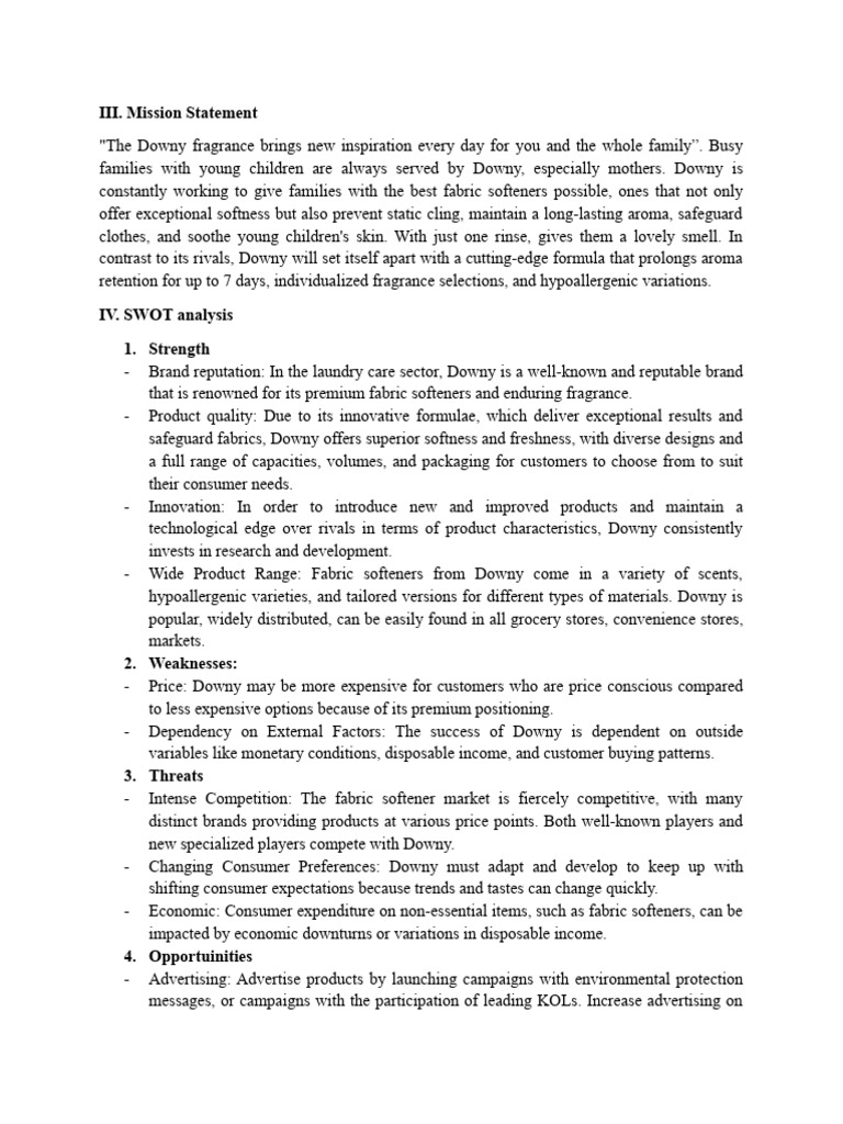 III. Mission Statement | PDF | Brand | Perfume